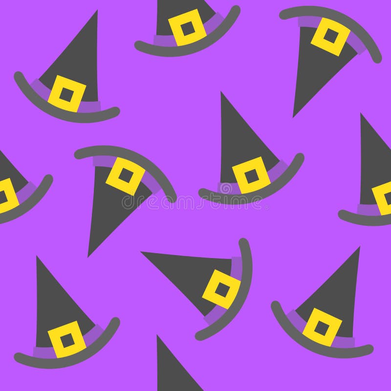 Witch Hat, Halloween Seamless Pattern, Flat Design with Clipping Stock ...