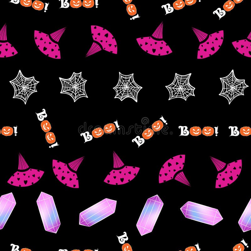 Spooky Halloween Witchy Repeat Pattern Vector Illustration Stock Vector - Illustration of ...