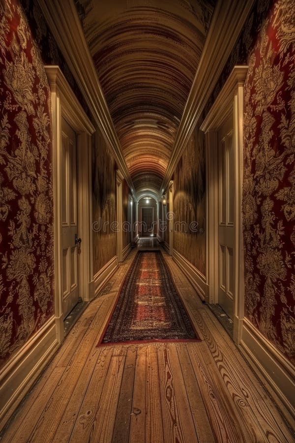 Spooky Hallway Optical Illusion Halloween Stock Illustration ...