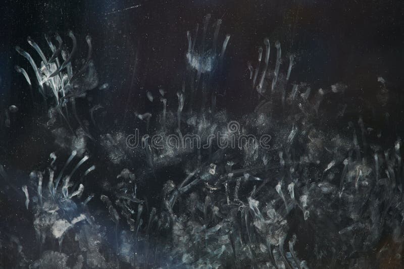 Spooky Hand Prints on the Window Glass Stock Illustration ...