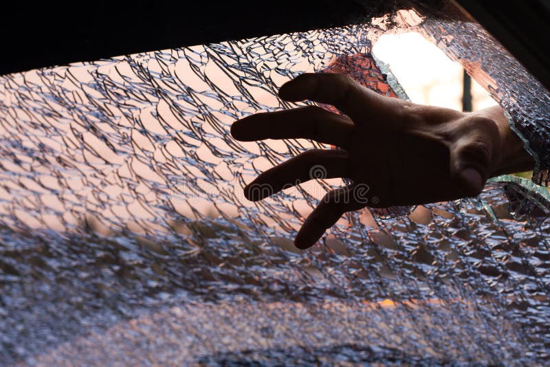 Spooky Hand Windshield Cracked. Stock Image - Image of halloween ...