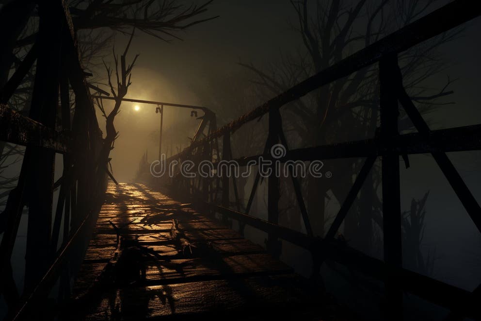 Spooky Haunted Bridge Shadows Shadows Cast on a Stock Illustration ...