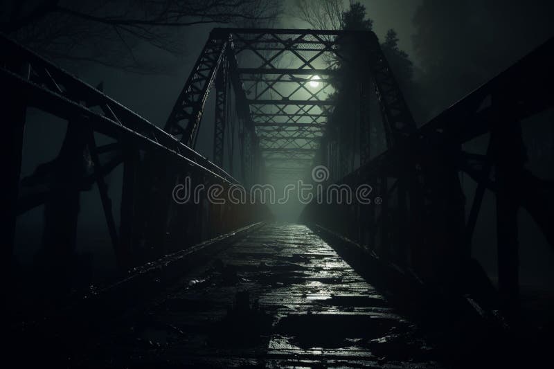 Spooky Haunted Bridge Shadows Shadows Cast on a Stock Illustration ...