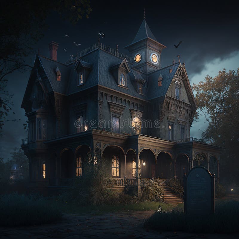 Haunted House with Dark Horror Atmosphere. Halloween Haunted Scene ...
