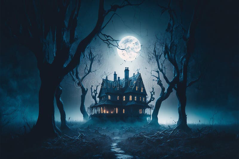 Haunted House with Dark Horror Atmosphere. Halloween Haunted Scene ...