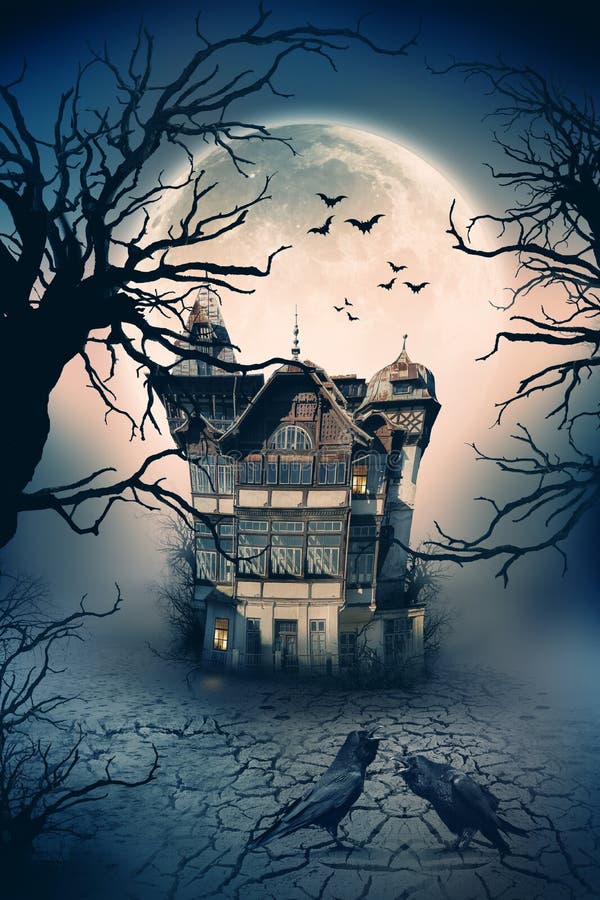 Haunted House with Crows stock photo. Image of haunted - 81157482