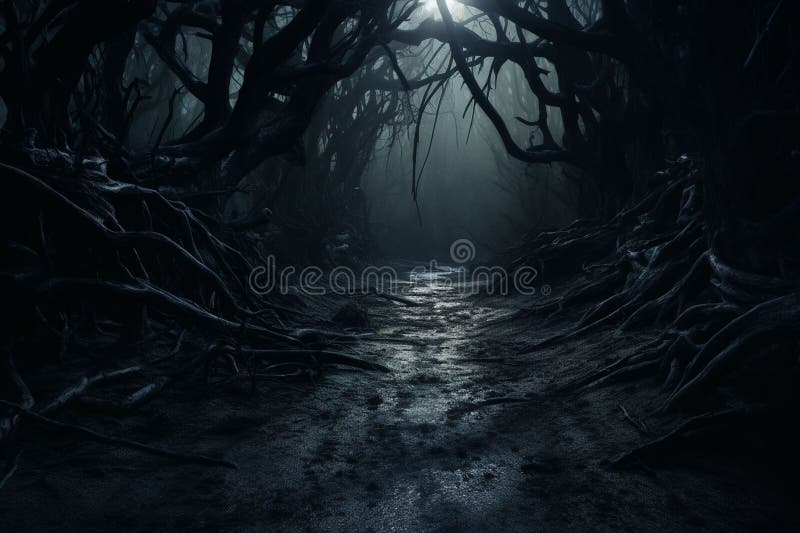Spooky Haunted Trail Shadows Shadows Cast on a Stock Illustration ...