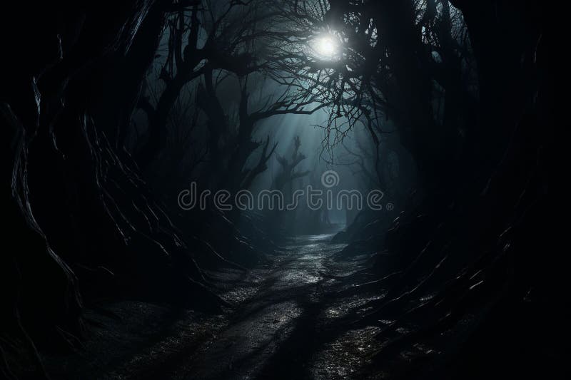 Spooky Haunted Trail Shadows Shadows Cast on a Stock Illustration ...