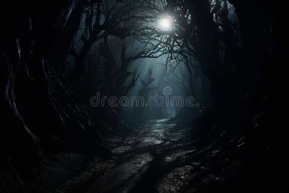 Spooky Haunted Trail Shadows Shadows Cast on a Stock Illustration ...