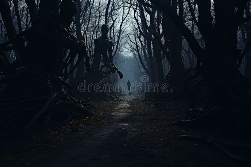 Spooky Haunted Trail Shadows Shadows Cast on a Stock Image - Image of ...