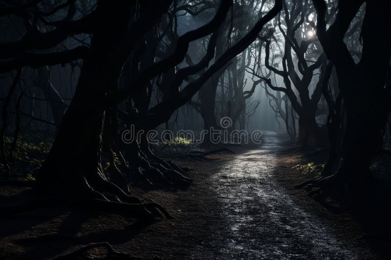 Spooky Haunted Trail Shadows Shadows Shadows Stock Illustration ...