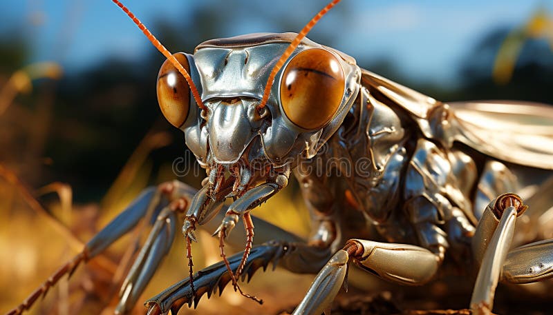Spooky Insect with Sharp Claw, Flying in Nature Green Forest Generated ...
