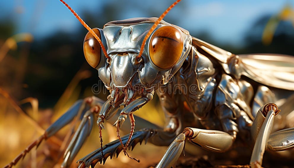 Spooky Insect with Sharp Claw, Flying in Nature Green Forest Generated ...