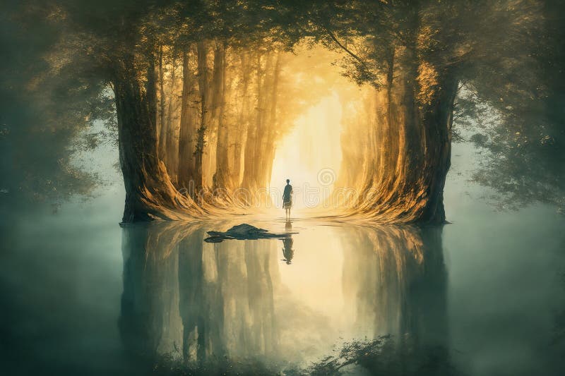 Spooky Landscape. Generated by AI. Stock Illustration - Illustration of ...