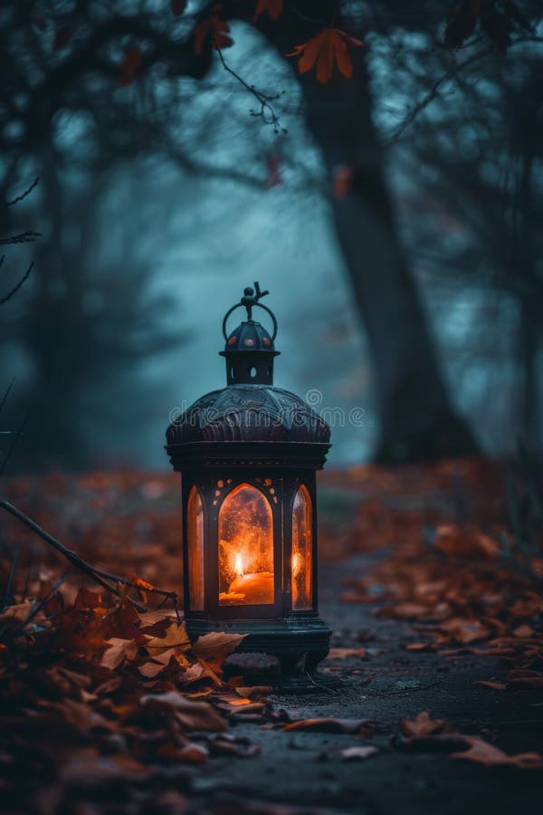 Spooky Lantern Halloween Layout Background Stock Illustration ...