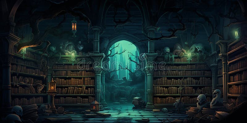 A Spooky Library with Animated Books, Whispering Pages, and Curious ...