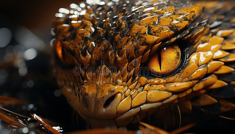 A Spooky Lizard Looking in the Night, a Dangerous Predator Generated by ...