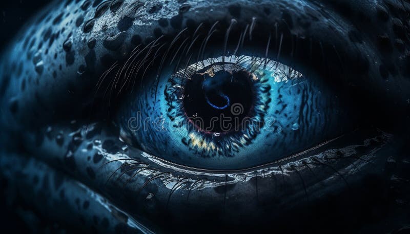 Spooky Monochrome Animal Eye Staring at Camera in Close Up Reflection ...