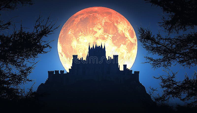 Spooky Moonlight Silhouette, Horror Tree, Evil Sunset Mystery Generated ...