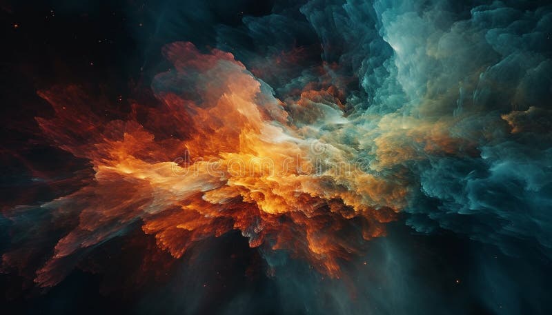 Spooky, Multi Colored Galaxy Explodes in Abstract, Futuristic Computer ...