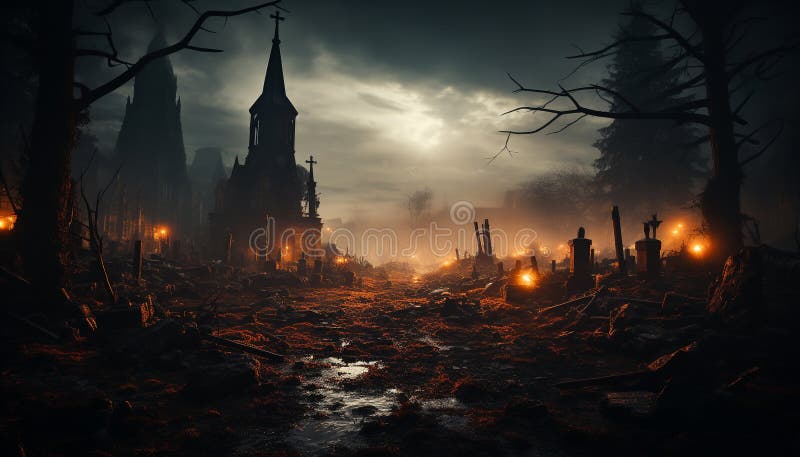 Dark Hell Gate in Fire. Isolated Transparent Background Stock Image ...