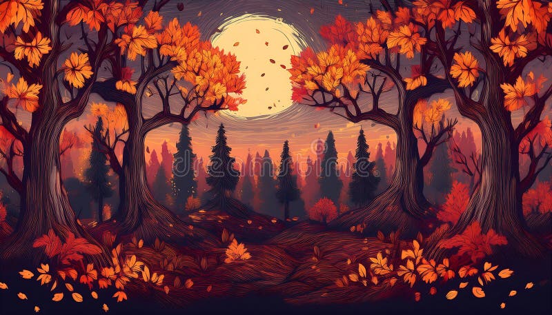 Autumn Forest Falling Leaves Pixel Art Stock Photos - Free & Royalty ...