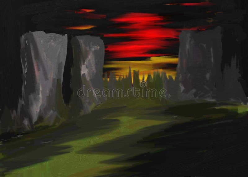 Spooky oil painting stock illustration. Illustration of darkness - 16219467