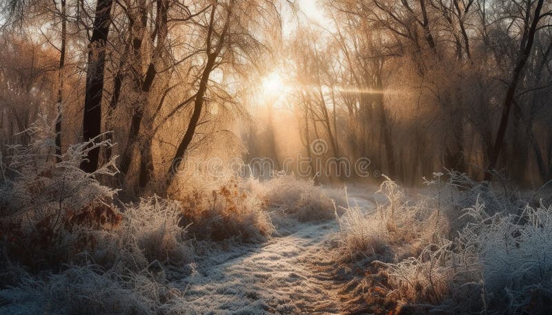 Spooky Pine Tree Stands in Snowy Forest during Blizzard Weather ...