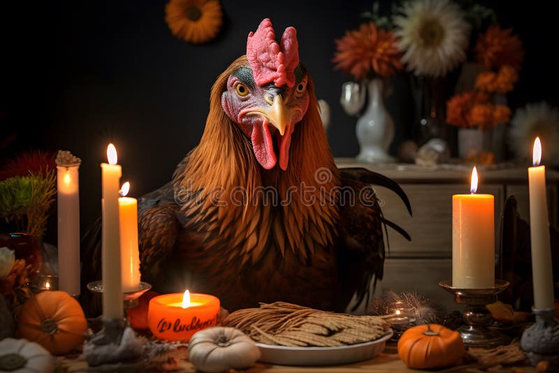 Spooky Portrait of a Chicken or Rooster in a Halloween Setup in Studio ...