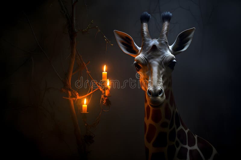 Spooky Portrait of a Giraffe in a Halloween Setup in Studio, Dramatic ...