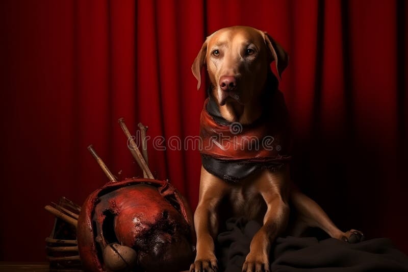Spooky Portrait of a Labrador Retriever in a Halloween Setup in Studio ...