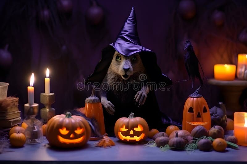 Spooky Portrait of a Squirrel in a Halloween Setup in Studio, Dramatic ...