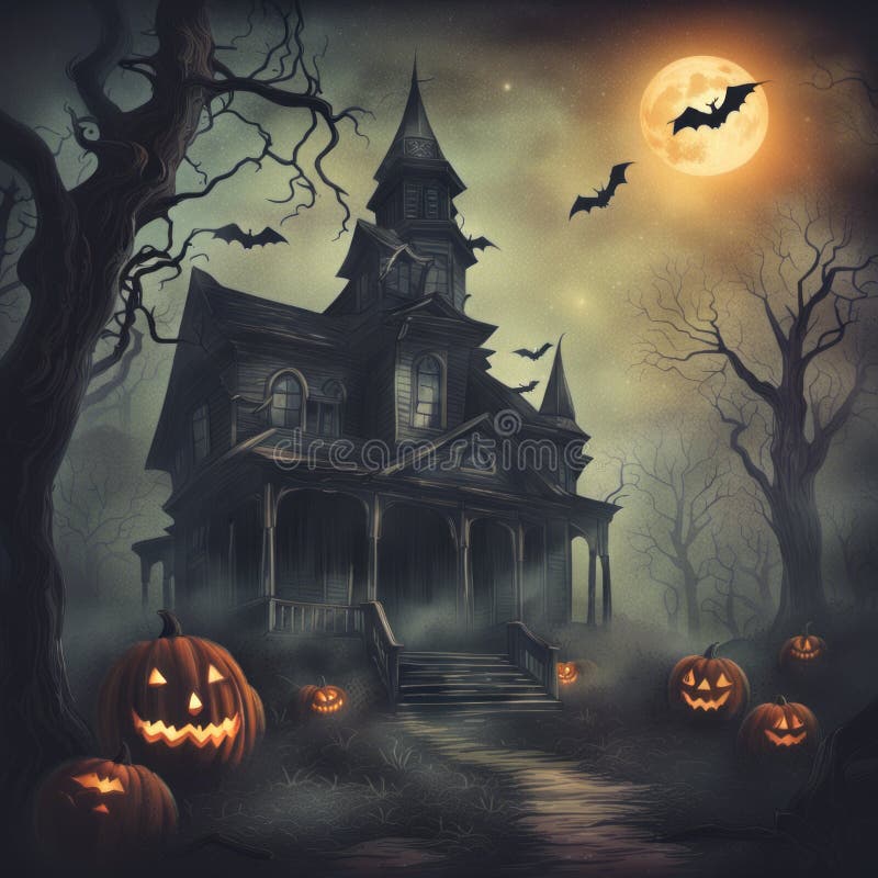 Spooky Retro Style Halloween Background Stock Illustration ...