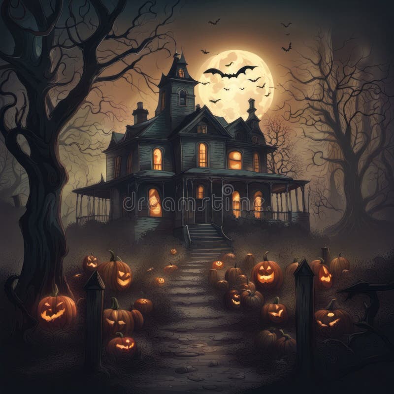 Spooky Retro Style Halloween Background Stock Illustration ...