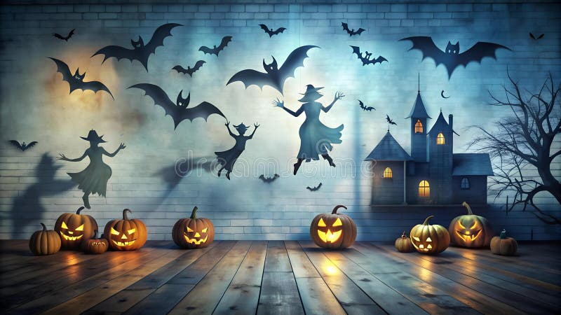 Spooky Shadows Dancing on a Haunted Mansion Wall AI Generated Stock ...