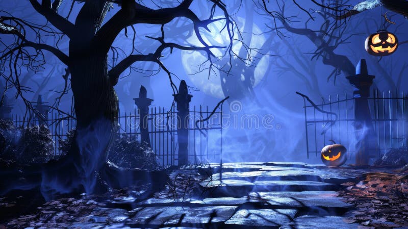Spooky Shadows Halloween Backdrop Stock Illustration - Illustration of ...