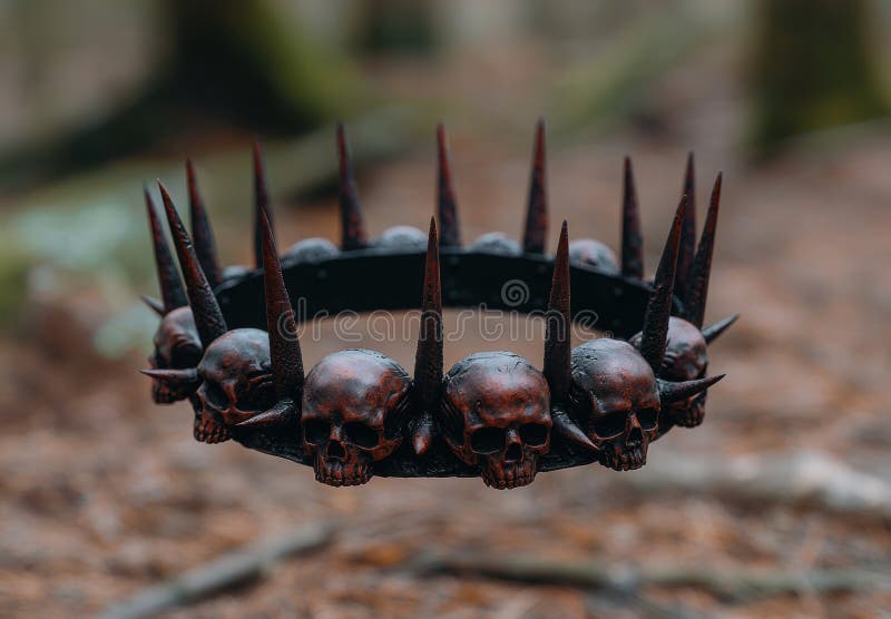 Spooky Skull Crown with Sharp Spikes Stock Illustration - Illustration ...