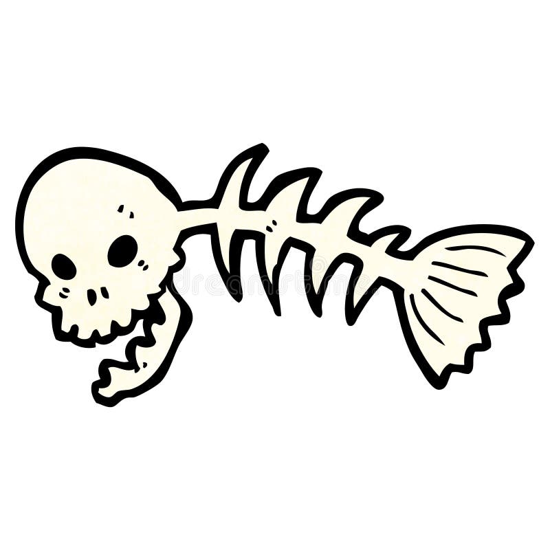 Spooky Skull Fish Bones Cartoon Stock Vector - Illustration of silly ...