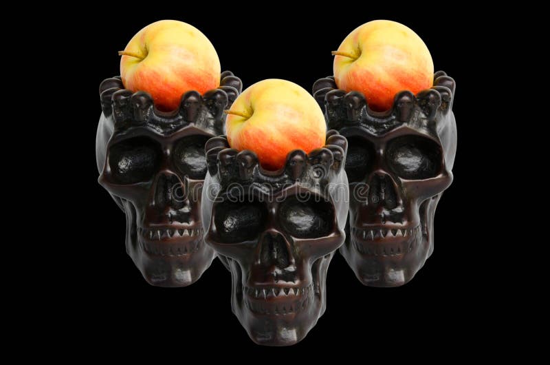Spooky Skulls with Apple on Black Background. Great for Halloween ...