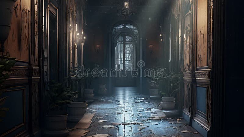 Spooky Space with Low Light . Horror Scene Stock Footage - Video of ...