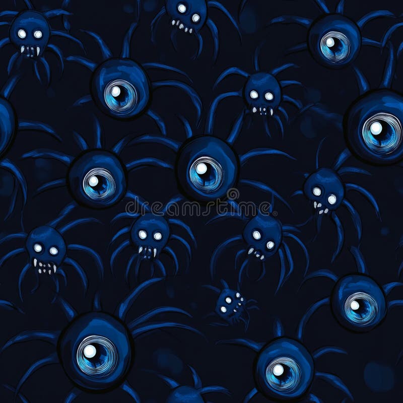 A Spooky Spider Eye Pattern with Crawling Arachnids and Eerie Glowing ...