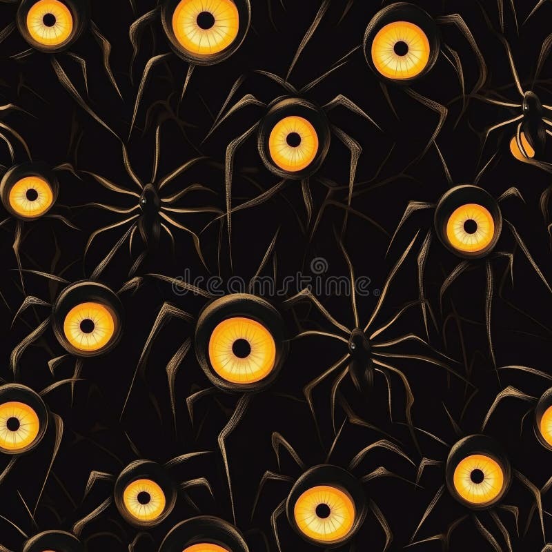 A Spooky Spider Eye Pattern with Crawling Arachnids and Eerie Glowing ...