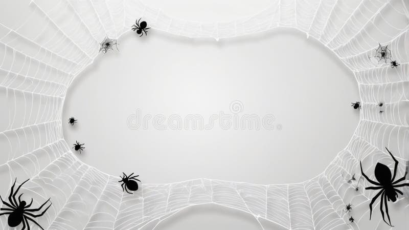Spooky Spider Web Frame with Black Spiders Stock Illustration ...