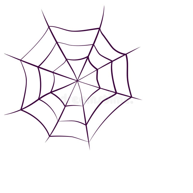 Spooky Spider Web of Halloween Symbol. Hand Drawn Cobweb Stock Vector ...