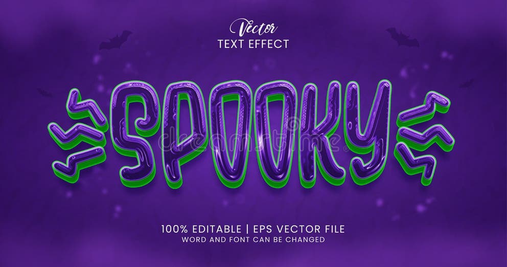 Spooky Text Editable Text Effect Template Stock Vector - Illustration ...