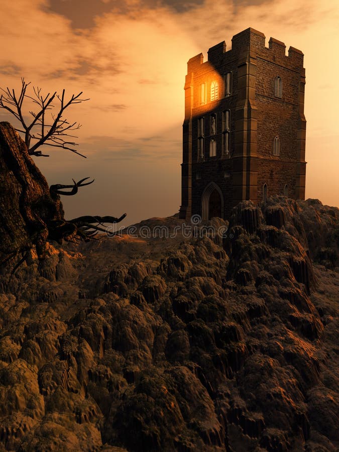 Spooky Tower stock illustration. Illustration of mountain - 19991983