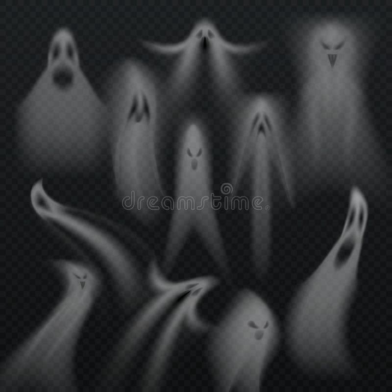 Spooky Transparent Halloween Ghost Vector Set Stock Vector ...