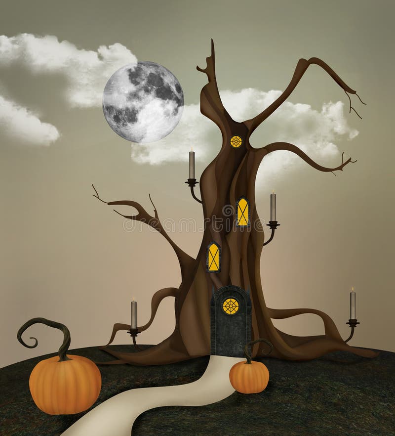 The spooky tree stock illustration. Illustration of bare - 24714686