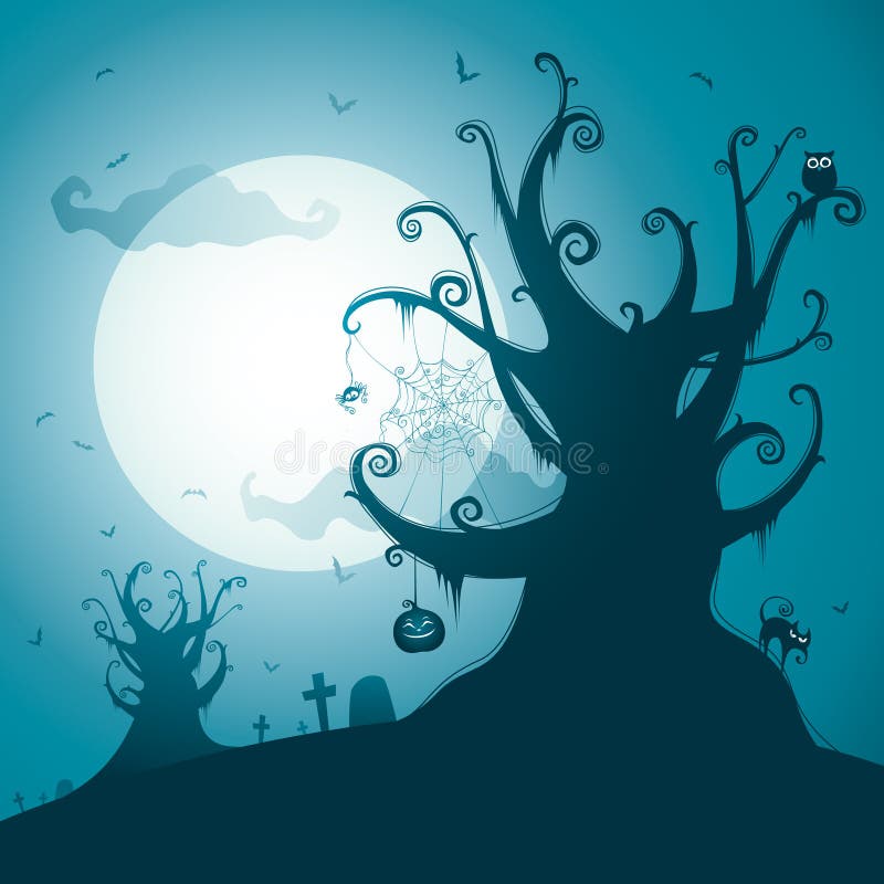 Spooky tree stock vector. Illustration of cartoon, painting - 26559137
