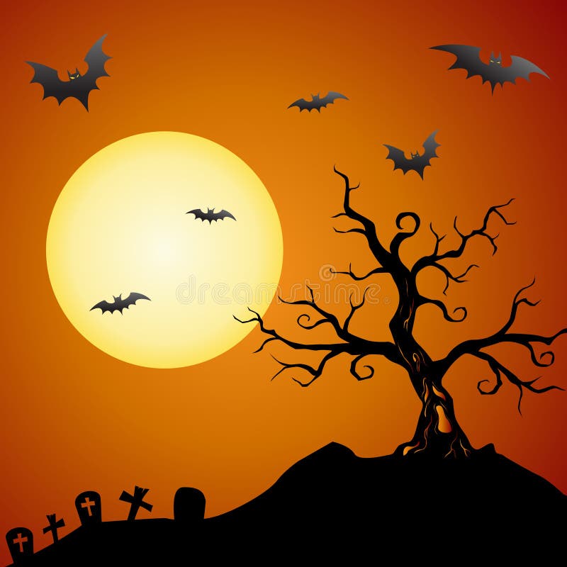 Spooky Tree Background stock vector. Illustration of celebration - 11465192